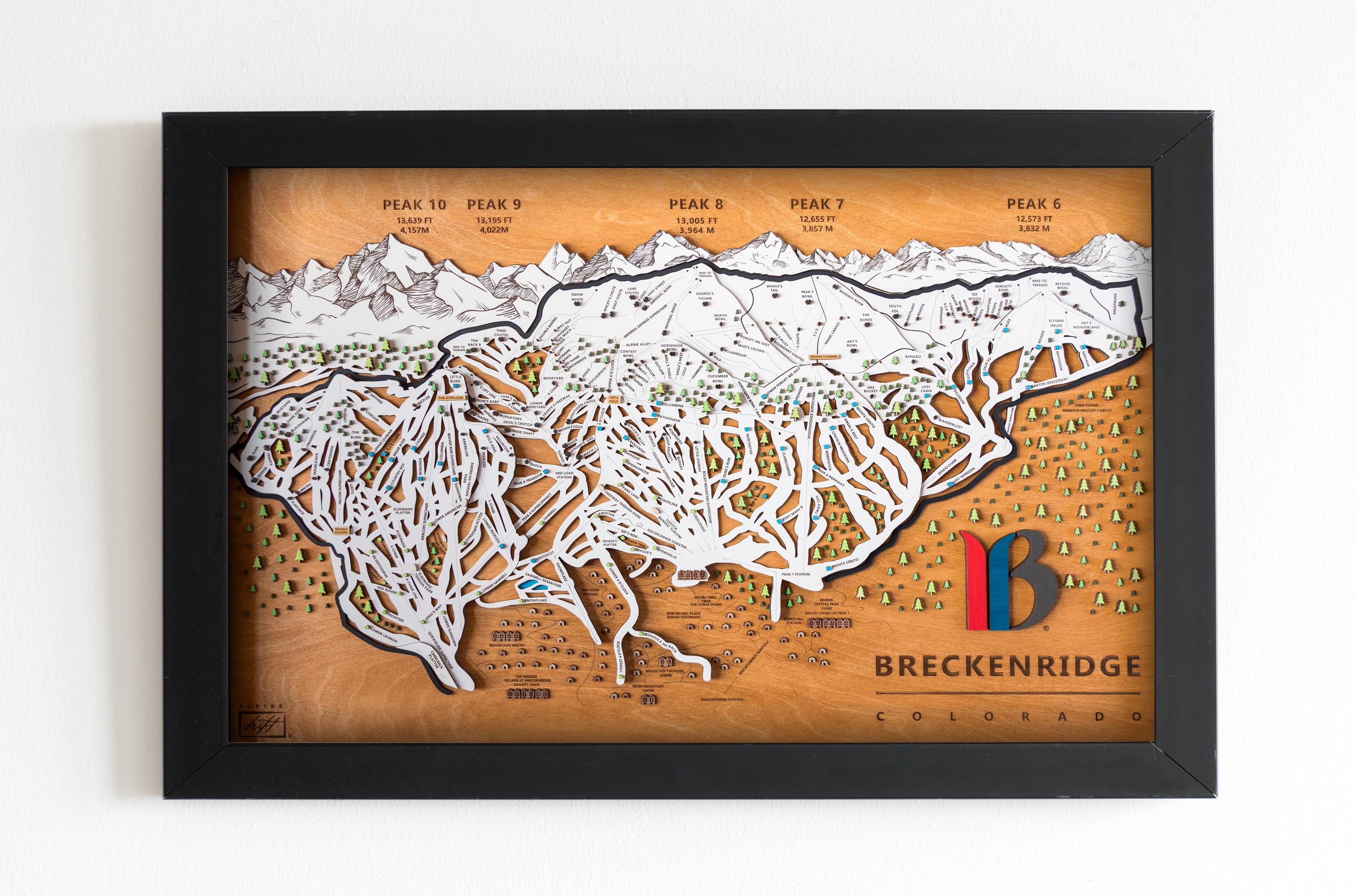Breckenridge Wooden Ski Map | Ski Map Art | Colorado Art | Mountain Ar ...